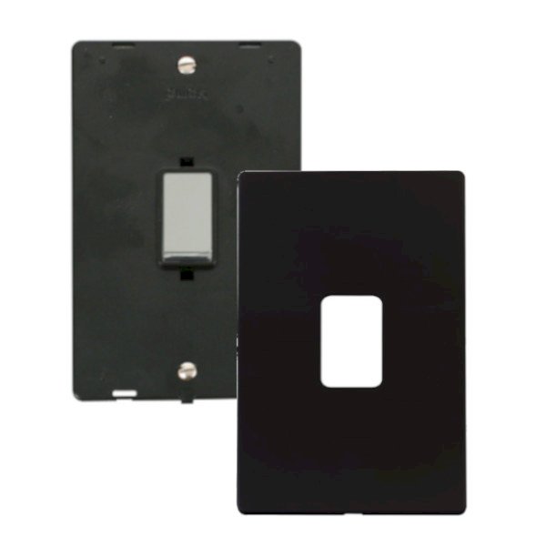 Click Definity Metal Black 45A 2 Gang Double Pole Switch with Black ...