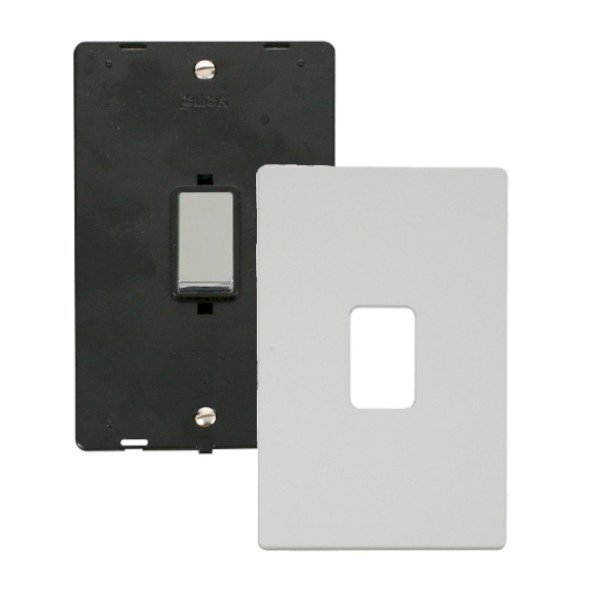 Click Definity Metal White 45A 2 Gang Double Pole Switch with Black ...