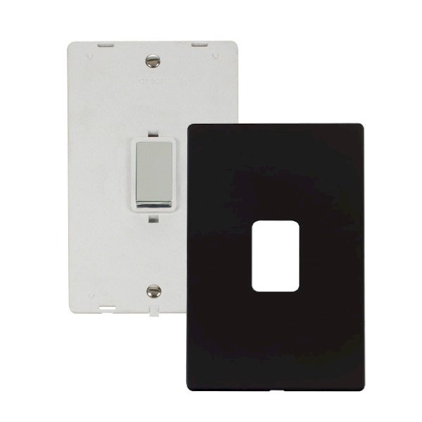 Click Definity Metal Black 45A 2 Gang DP Switch with White Chrome ...