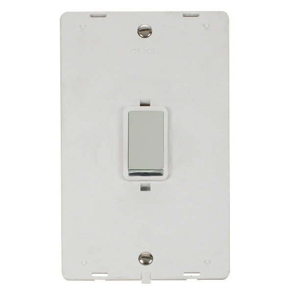 Click Definity Metal White 45A 2 Gang Double Pole Switch with White ...