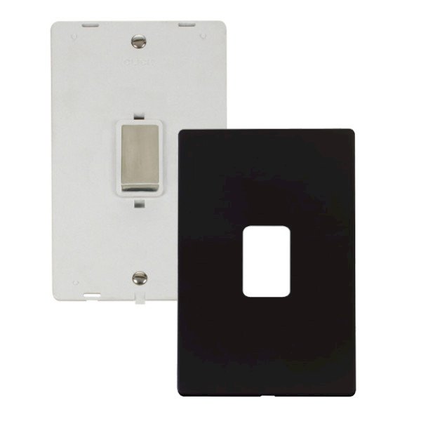 Click Definity Metal Black 45A 2 Gang Double Pole Switch with White ...