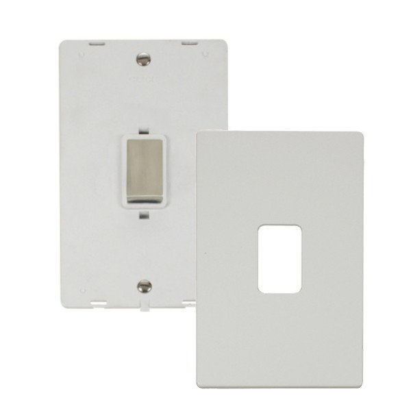 Click Definity Metal White 45A 2 Gang Double Pole Switch with White ...
