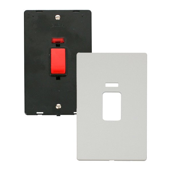 Click Definity Metal White 45A 2 Gang Double Pole Switch with Neon and ...