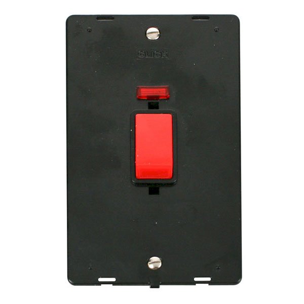 Click Definity Metal White 45A 2 Gang Double Pole Switch with Neon and ...