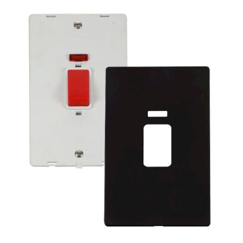 Click Definity 45A 2 Gang DP Switch Neon (SIN203PW+SCP203MB) | UKES