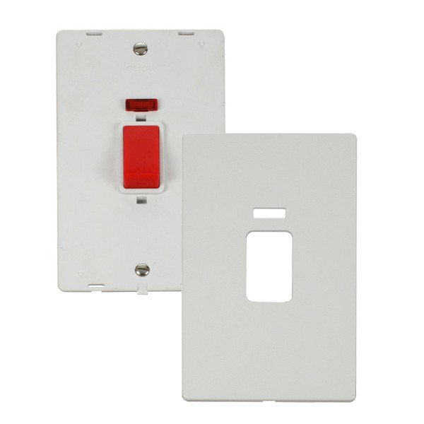 Click Definity Metal White 45A 2 Gang Double Pole Switch with Neon and ...