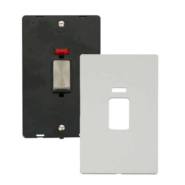 Click Definity Metal White 45A 2 Gang Double Pole Switch with Neon and ...