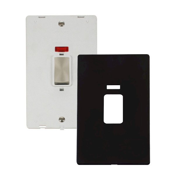 Click Definity Metal Black 45A 2 Gang Double Pole Switch with Neon and ...