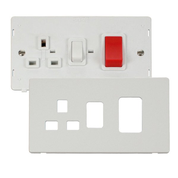 Click Definity Metal White 45A Double Pole Switch and 13A Double Pole ...
