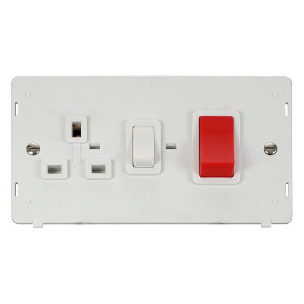 Click Definity Metal White 45A Double Pole Switch and 13A Double Pole ...
