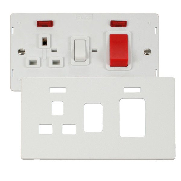 Click Definity Metal White 45A Double Pole Switch and 13A Double Pole ...