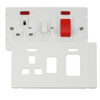 Click Definity Metal White 45A Double Pole Switch and 13A Double Pole ...