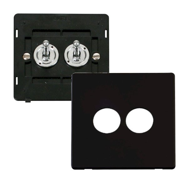 Click Definity Metal Black 10AX 2 Gang 2 Way Toggle Switch with Black ...