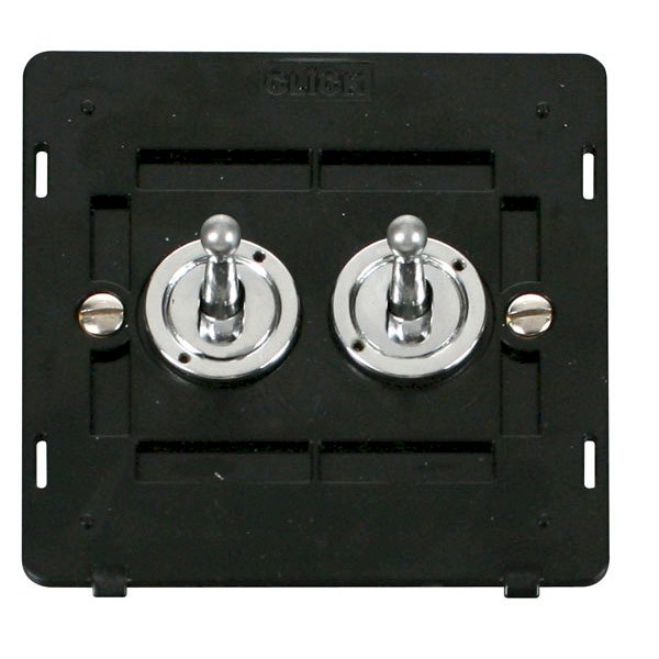 Click Definity Metal Black 10AX 2 Gang 2 Way Toggle Switch with Black ...