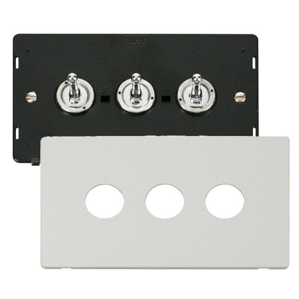 Click Definity Metal White 10AX 3 Gang 2 Way Toggle Switch with Black ...