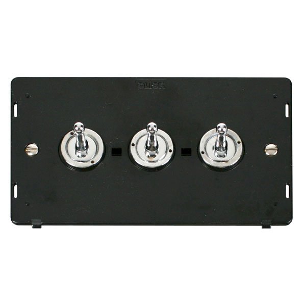 Click Definity Metal White 10AX 3 Gang 2 Way Toggle Switch with Black ...