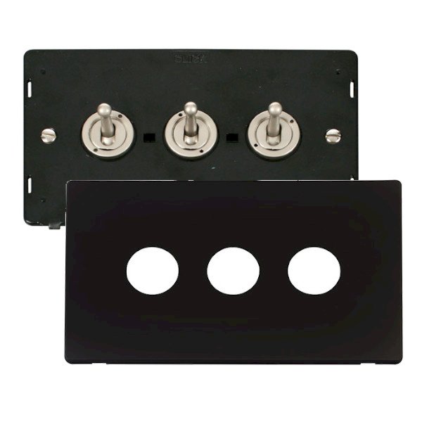 Click Definity Metal Black 10AX 3 Gang 2 Way Toggle Switch with Black ...
