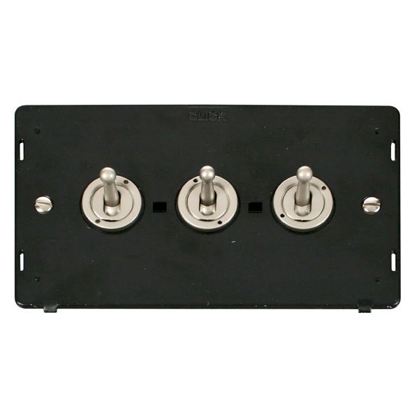Click Definity Metal Black 10AX 3 Gang 2 Way Toggle Switch with Black ...