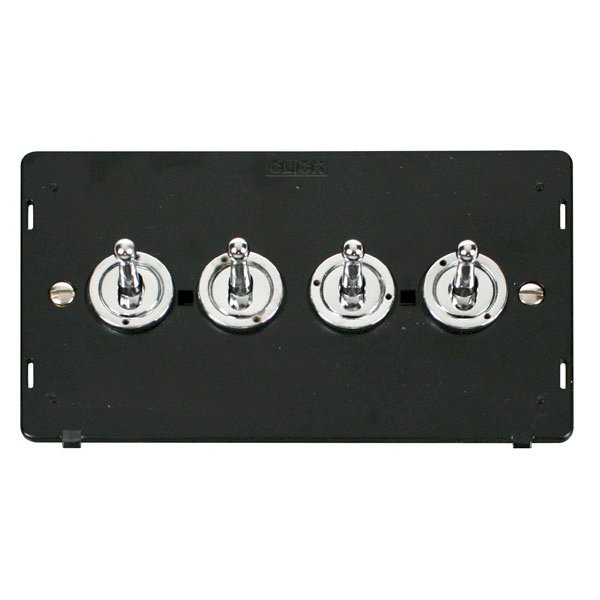 Click Definity Metal White 10AX 4 Gang 2 Way Toggle Switch with Black ...