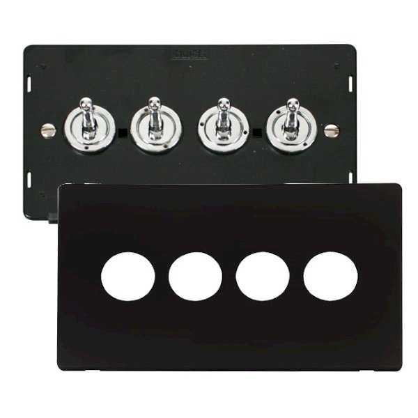 Click Definity Metal Black 10AX 4 Gang 2 Way Toggle Switch with Black ...