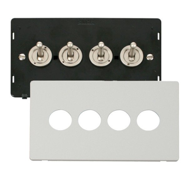Click Definity Metal White 10AX 4 Gang 2 Way Toggle Switch with Black ...