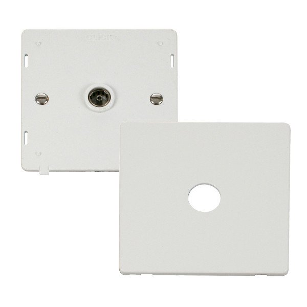 Click Definity Metal White Single Unshielded Coaxial Socket Outlet with ...