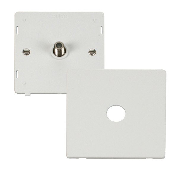 Click Definity Metal White Single Unshielded Satellite Outlet with ...