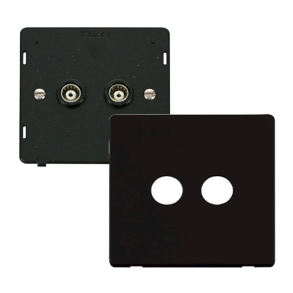 Click Definity Metal Black Twin Unshielded Isolated Coaxial Socket ...