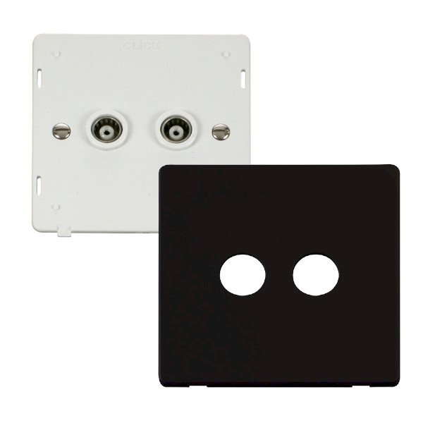 Click Twin Isolated Coaxial Socket Outlet Sin159pw Scp232mb Ukes