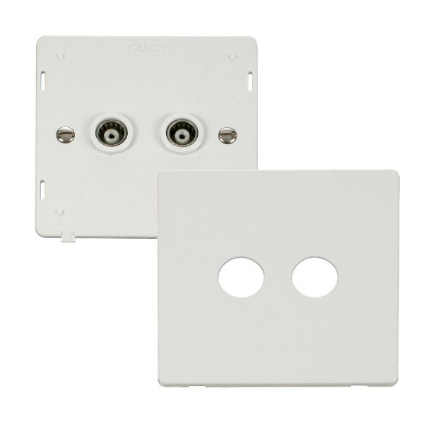 Click Definity Metal White Twin Unshielded Isolated Coaxial Socket ...