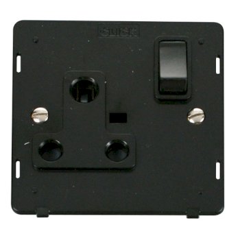 Click Definity Metal Black 15A 1 Gang Round Pin Switched Socket Outlet ...