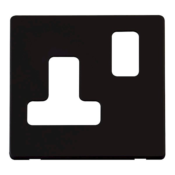 Click Definity Metal Black 15A 1 Gang Round Pin Switched Socket Outlet ...