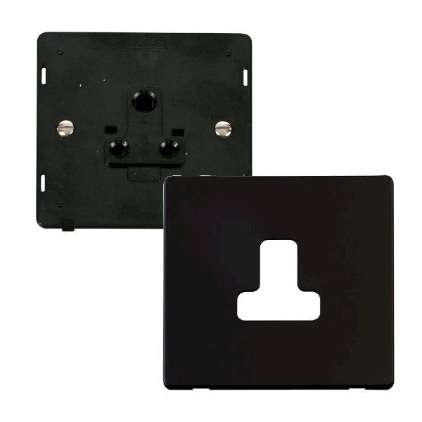 Click Definity Metal Black 5A 1 Gang Round Pin Socket Outlet with Black ...