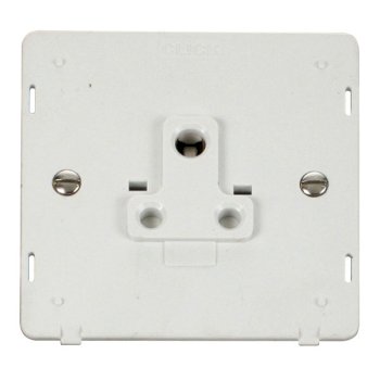 Click Definity Metal White 5A 1 Gang Round Pin Socket Outlet with White ...