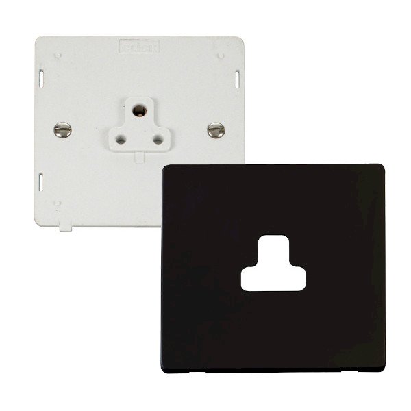 Click Definity Metal Black 2A 1 Gang Round Pin Socket Outlet with White ...