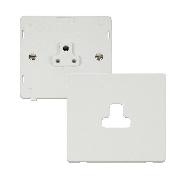 Click Definity Metal White 2a 1 Gang Round Pin Socket Outlet With White Insert Ukes