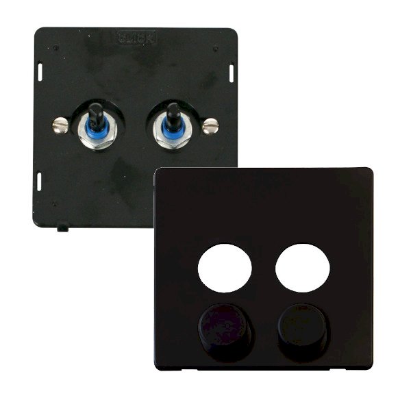 Click Definity Metal Black 2 Gang 100W 2 Way LED Dimmer Switch with ...