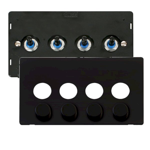 Click Definity Metal Black 4 Gang 100W 2 Way LED Dimmer Switch with ...