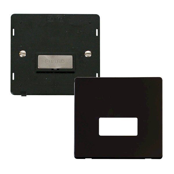 Click Definity Metal Black 13A Fused Connection Unit with Black Brushed ...
