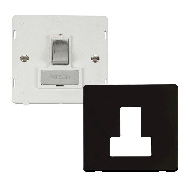 Click Definity Metal Black 13A Switched Fused Connection Unit with ...