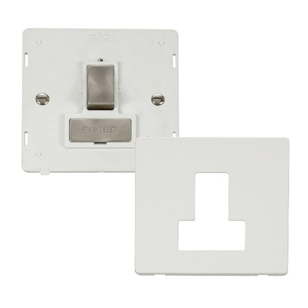 Click Definity Metal White 13A Switched Fused Connection Unit with ...