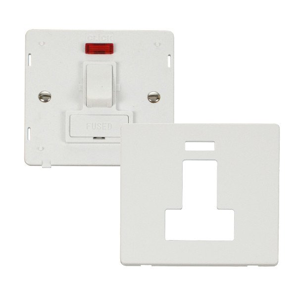 Click Definity Metal White 13A Switched Fused Connection Unit with Neon ...
