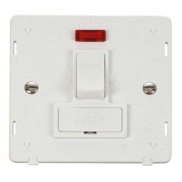 Click Definity Metal White 13A Switched Fused Connection Unit with Neon ...