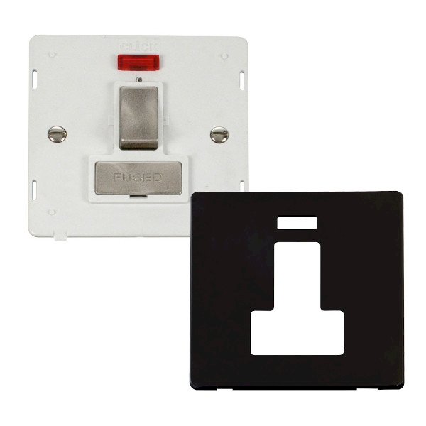Click Definity Metal Black 13A Switched Fused Connection Unit with Neon ...