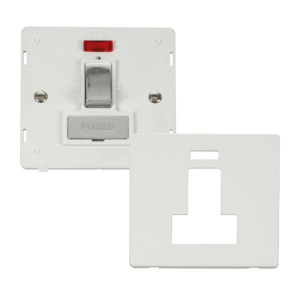 Click Definity Metal White 13A Switched Fused Connection Unit with Neon ...