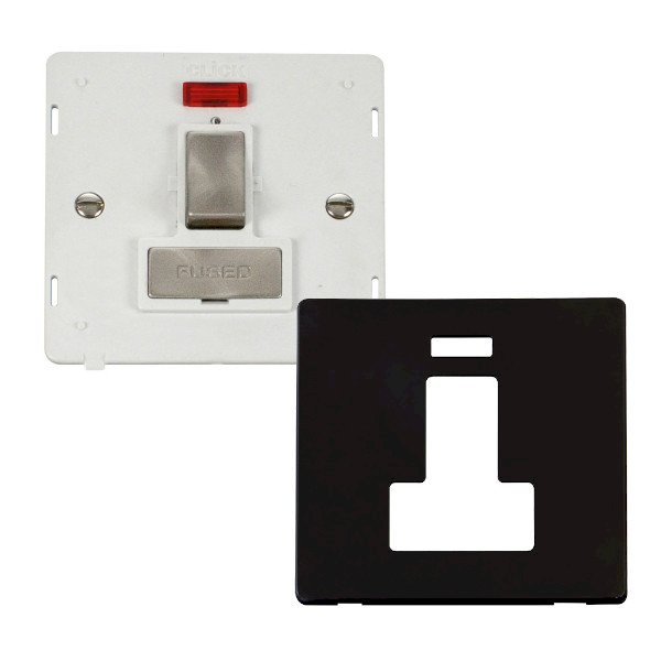 Click Definity Metal Black 13A Switched Fused Connection Unit with Neon ...