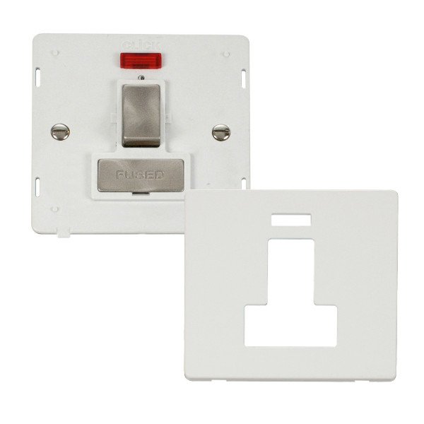 Click Definity Metal White 13A Switched Fused Connection Unit with Neon ...