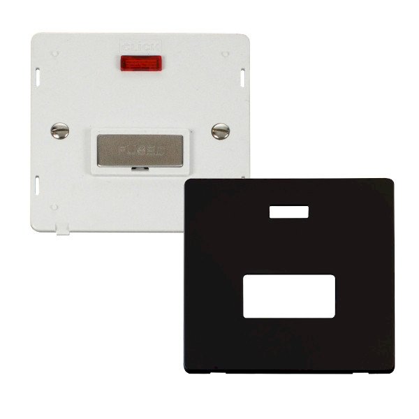 Click Definity Metal Black 13A Fused Connection Unit with Neon and ...