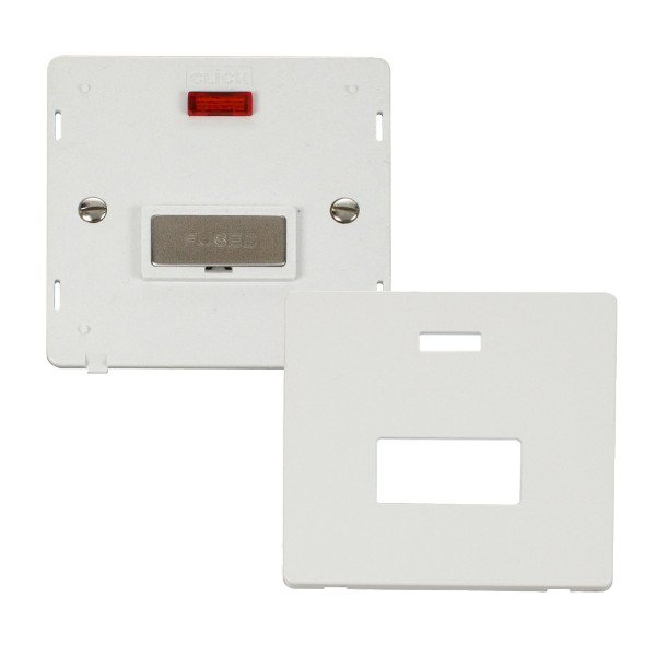 Click Definity Metal White 13A Fused Connection Unit with Neon and ...