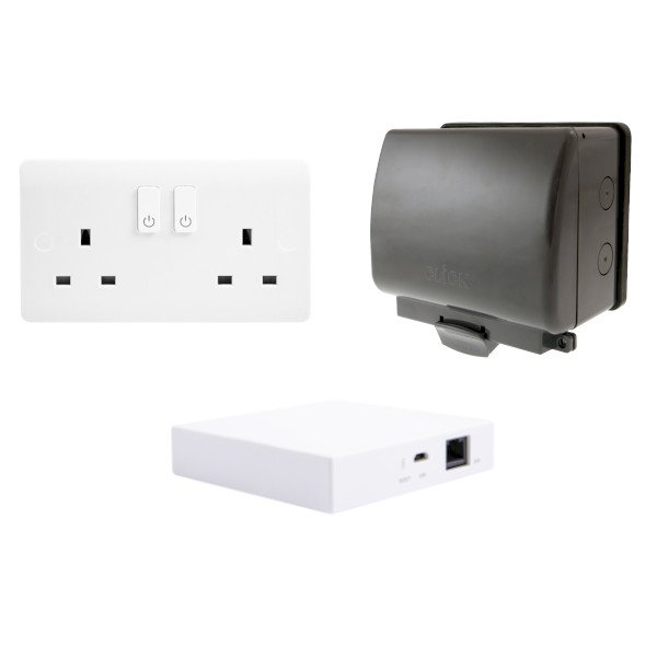 Click Smart+ Polar White 2 Gang 13A Smart Switched Socket Outdoor Kit ...